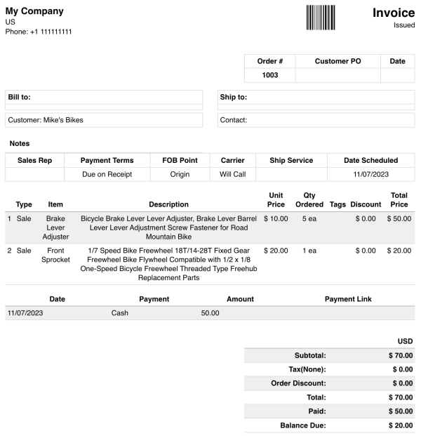 Sales Order Report 